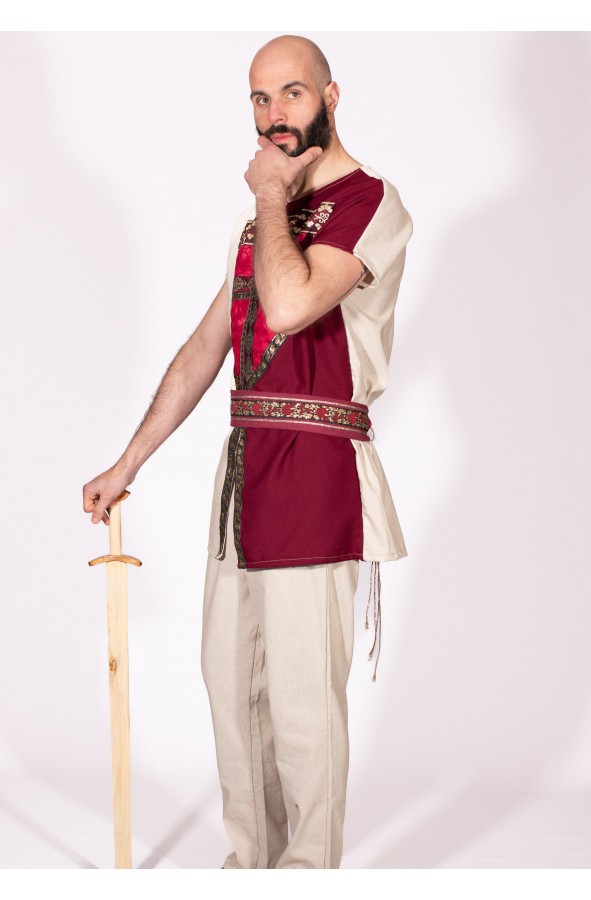 Medieval white and red knight costume with trousers Alfonso