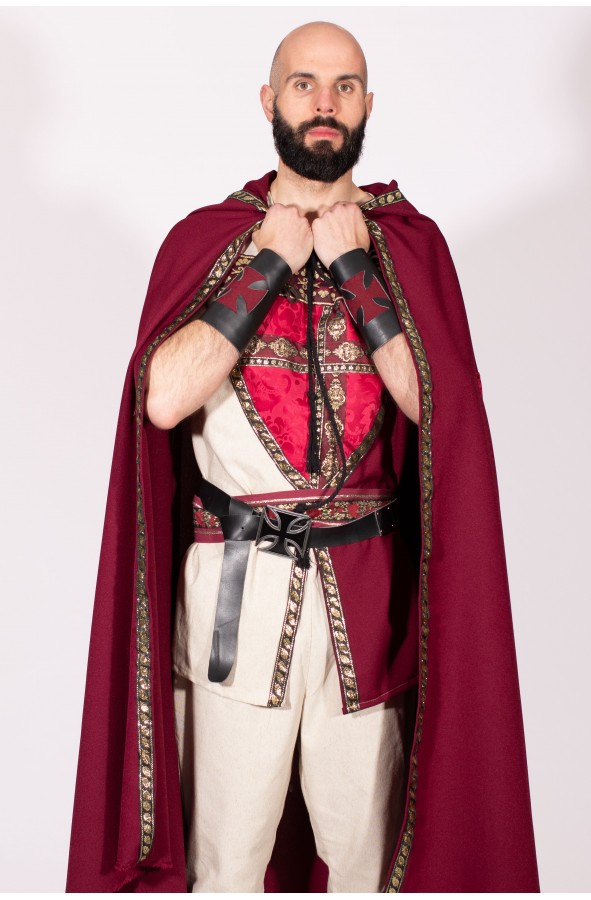 Traje medieval hombre caballero blanco y rojo con pantalón Alfonso