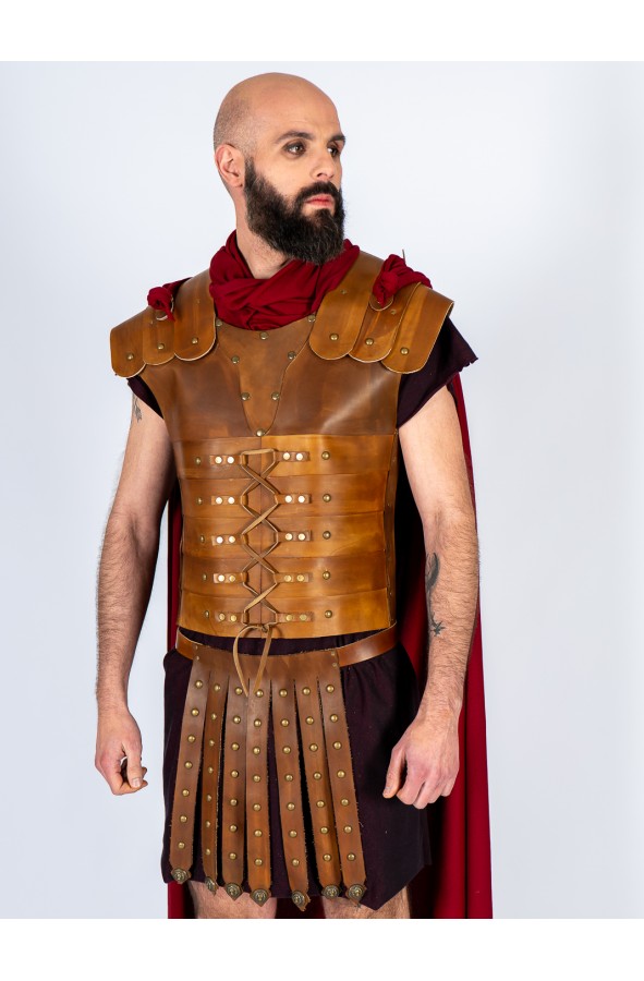 Roman brown leather vintage Lorica Segmentata
